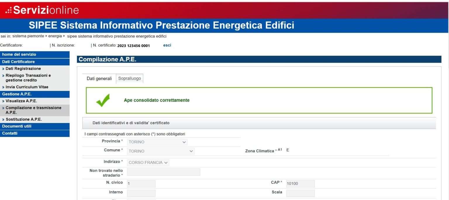 Come si registra un Certificato APE in Piemonte