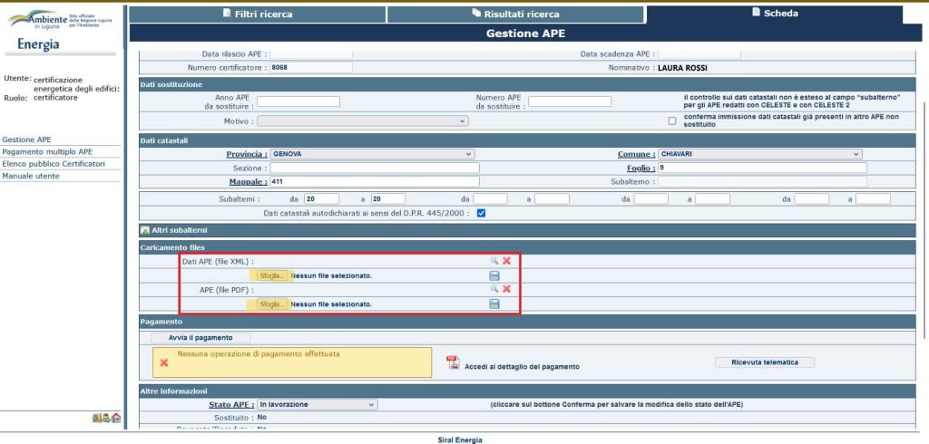 Come si registra un Certificato APE in Liguria